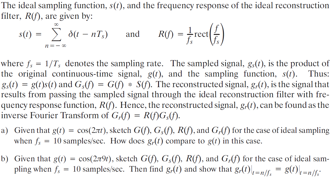 Solved The ideal sampling function, s(t), and the frequency | Chegg.com