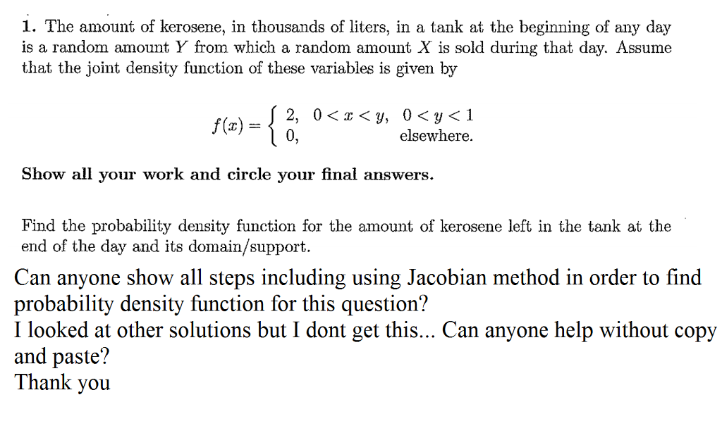 Solved Statistic problems Joint pdf using Jacobian | Chegg.com