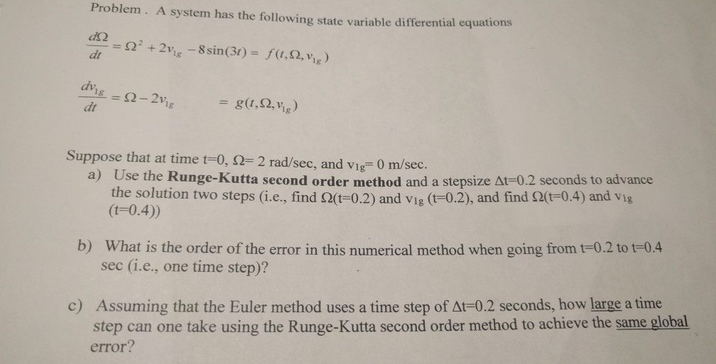 Solved A system has the following state variable | Chegg.com