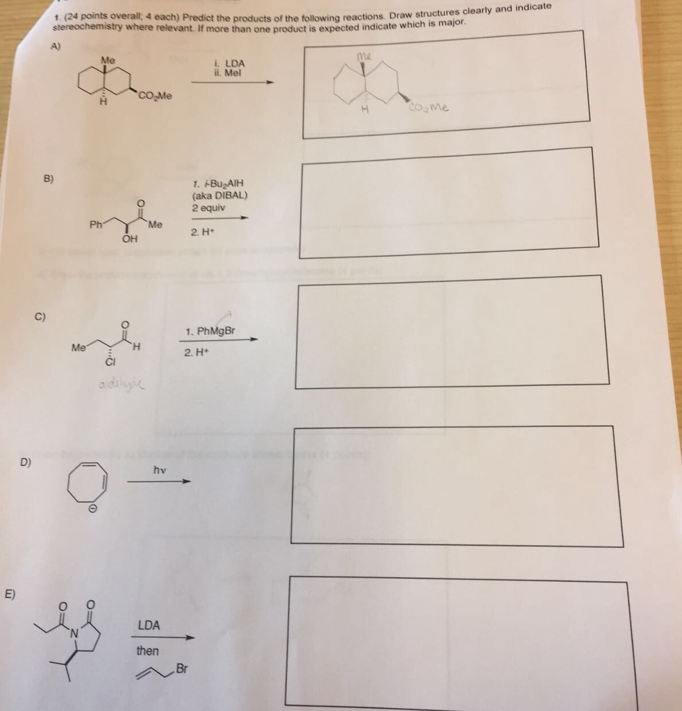 Solved Predict the products of the following reactions. Draw | Chegg.com
