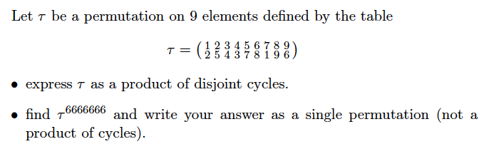 Solved n on 9 elements defined by the table ( 1 2 3 4 5 6789 | Chegg.com