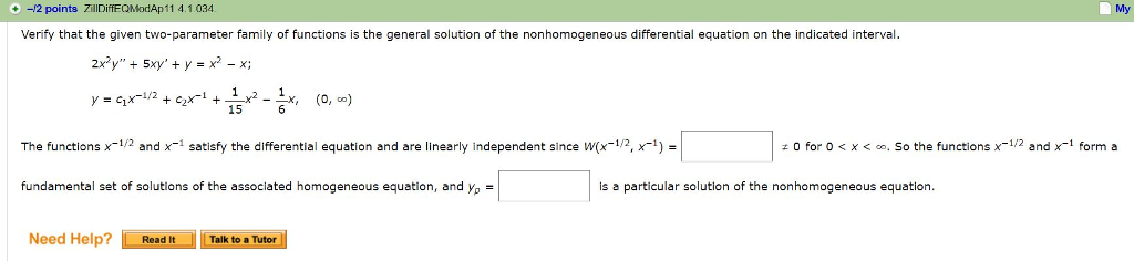 Solved Verify that the given two-parameter family of | Chegg.com