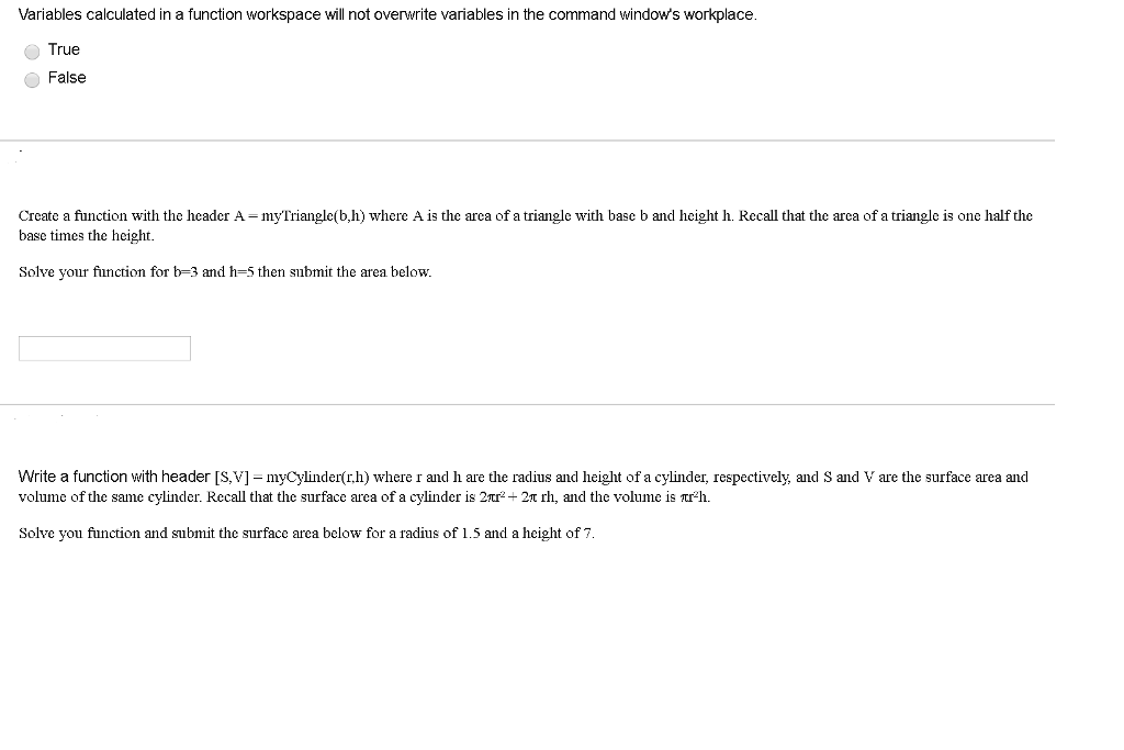 Solved Variables calculated in a function workspace will not | Chegg.com Solved Variables calculated in a function workspace will not | Chegg.com