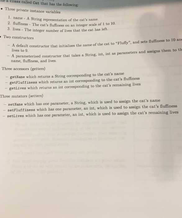 Solved Write a class called cat that has the following: | Chegg.com