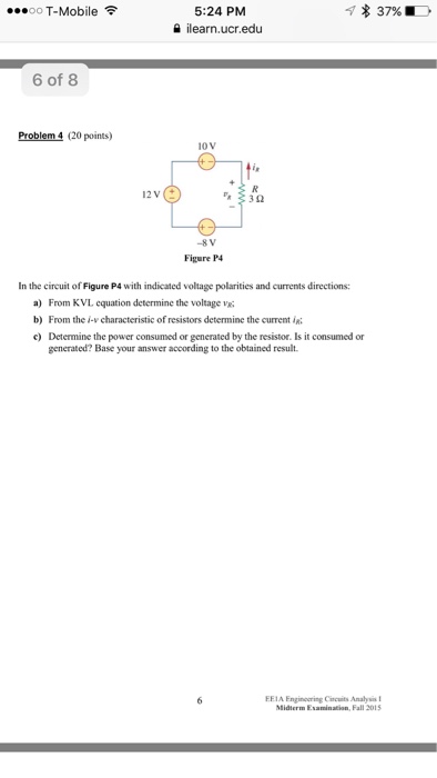 Solved In the circuit of Figure P4 with indicated voltage | Chegg.com