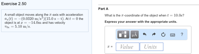 Solved A small object moves along the x-axis with | Chegg.com