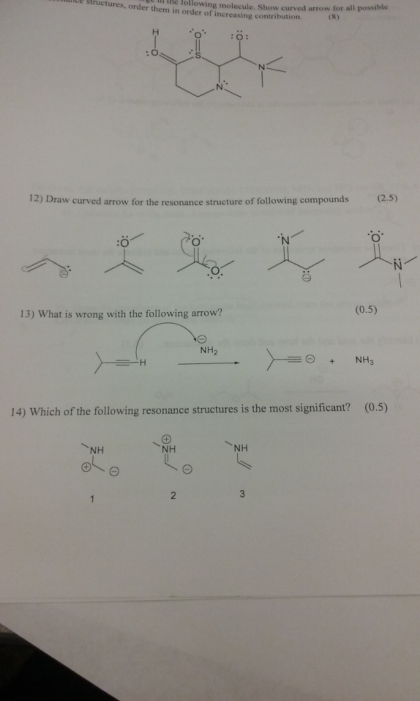Solved Draw curved arrow for the resonance structure of | Chegg.com