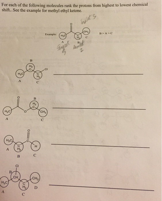 Solved For each of the following molecules rank the protons | Chegg.com