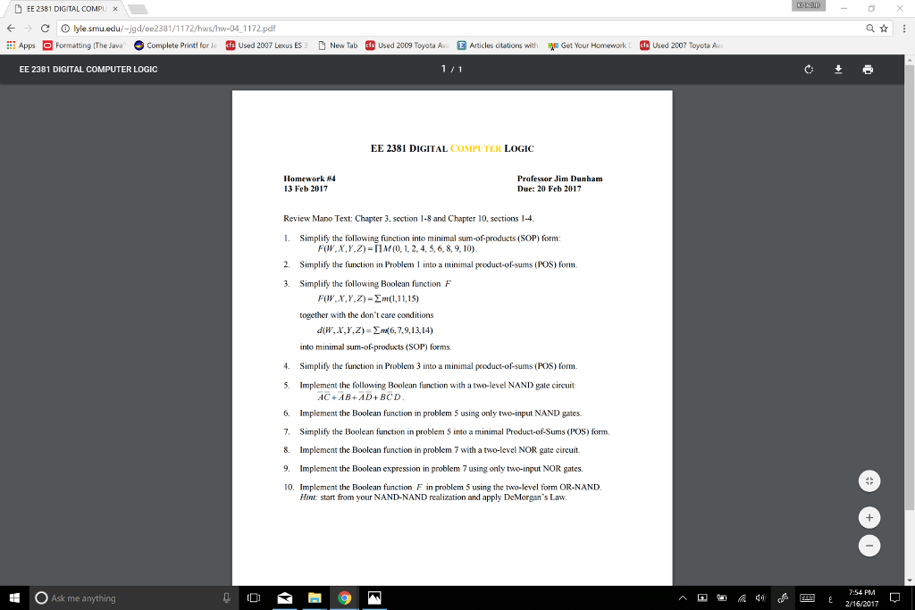 Solved Simplify The Following Function Into Minimal