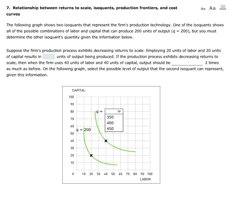 Solved 7. Relationship between returns to scale, isoquants, | Chegg.com