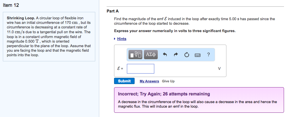 Solved Item 12 Part A Shrinking Loop A Circular Loop Of