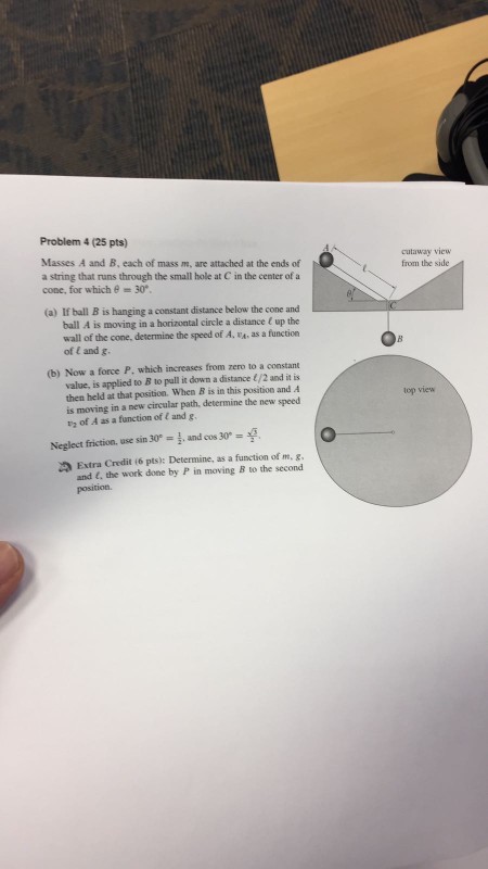 Solved Problem 4 (25 pts) Masses A and B, each of mass m, | Chegg.com