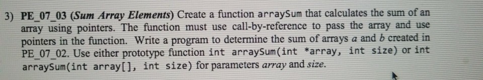 Solved 3) PE 07 03 (Sum Array Elements) Create a function | Chegg.com