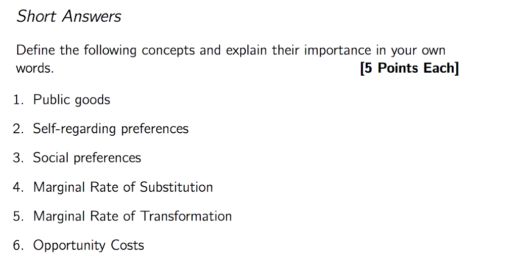 Solved Define the following concepts and explain their | Chegg.com
