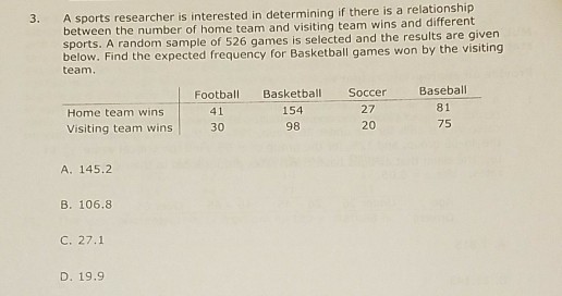 Solved A sports researcher is interested in determining if | Chegg.com