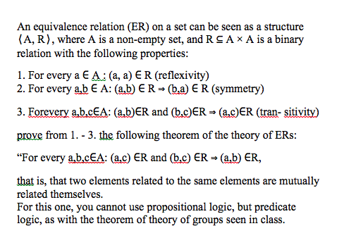 Solved An equivalence relation (ER) on a set can be seen as | Chegg.com