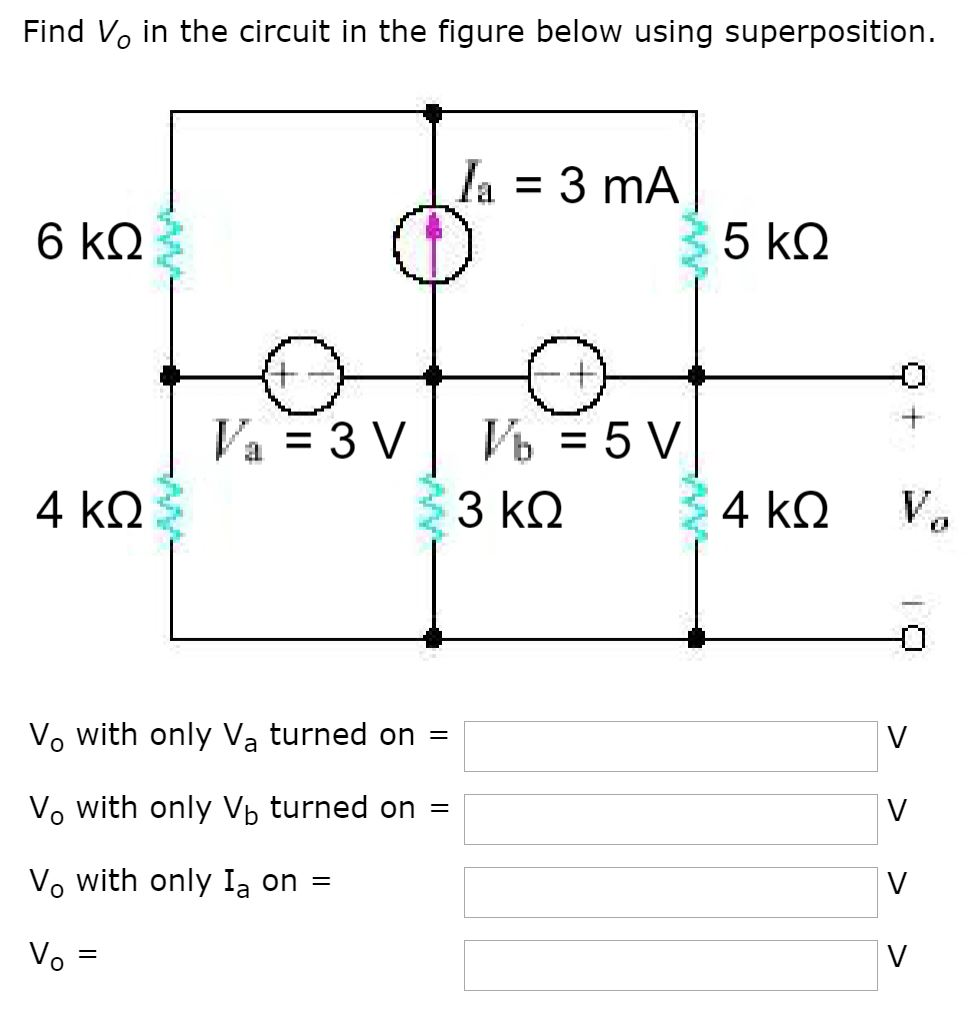 Solved Find Vo in the circuit in the figure below using | Chegg.com