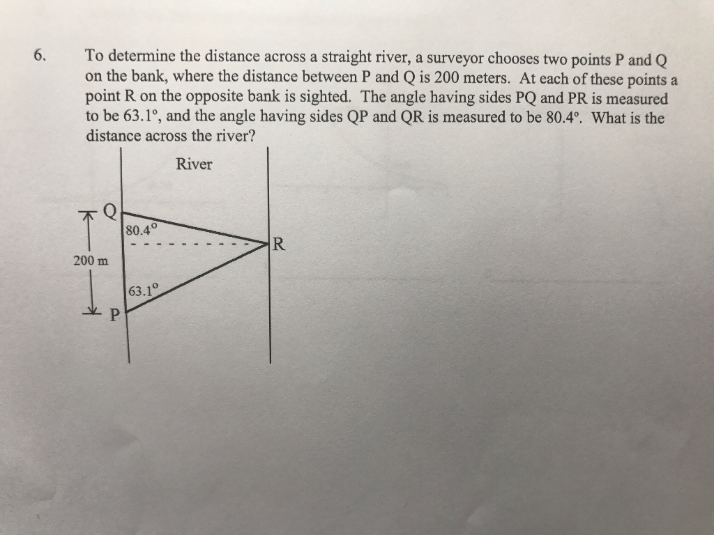 Solved To determine the distance across a straight river, a | Chegg.com