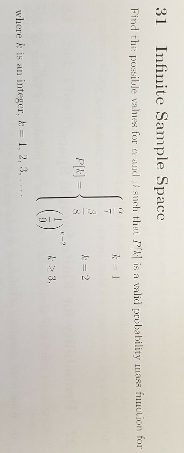 Solved 31 Infinite Sample Space Find the possible values for | Chegg.com