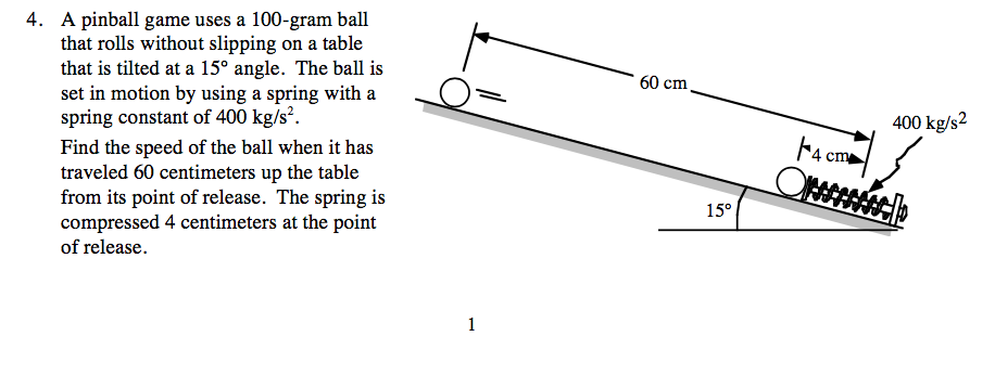 Solved 4. A pinball game uses a 100-gram ball that rolls | Chegg.com