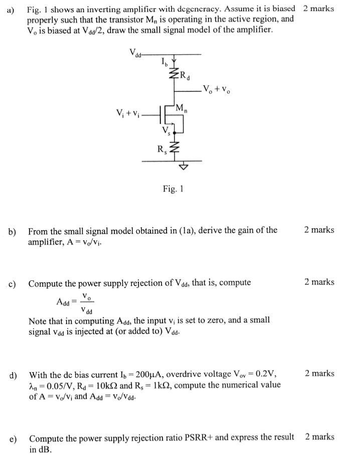 Solved a) Fig. shows an inverting amplifier with degencracy. | Chegg.com