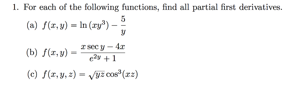 Solved 1. For each of the following functions, find all | Chegg.com
