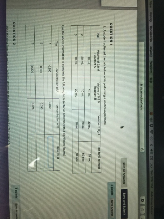 Solved A student collected the data below while performing a | Chegg.com