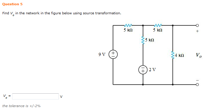 Solved Find V0 in the network in the figure below using | Chegg.com