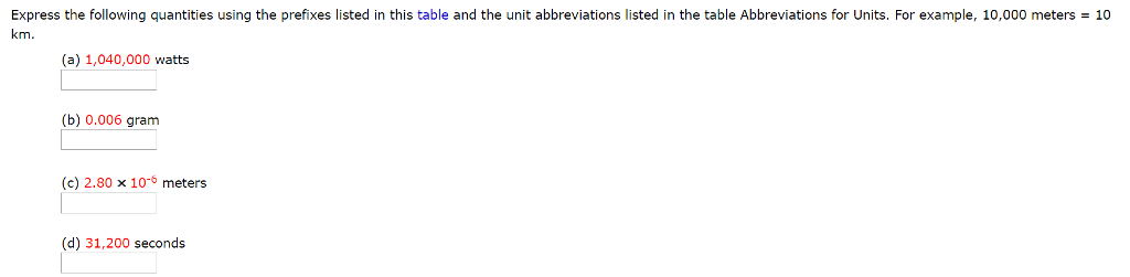 Solved Express the following quantities using the prefixes | Chegg.com Solved Express the following quantities using the prefixes | Chegg.com