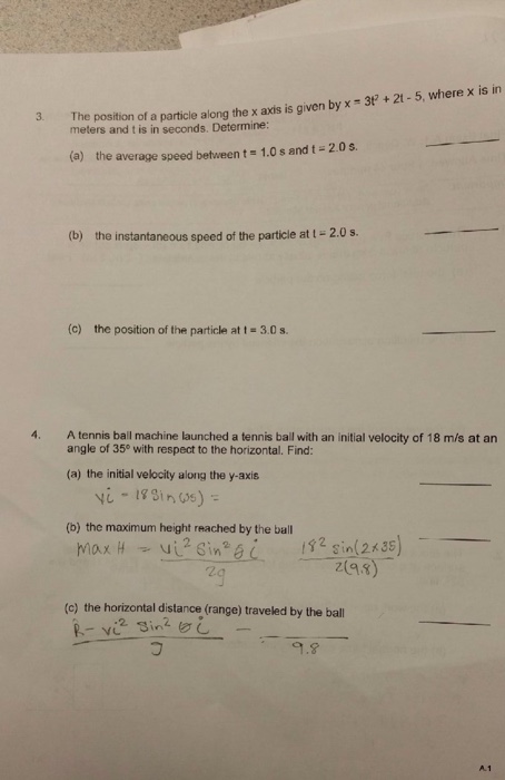 Solved The position of a particle along the x axis is given | Chegg.com