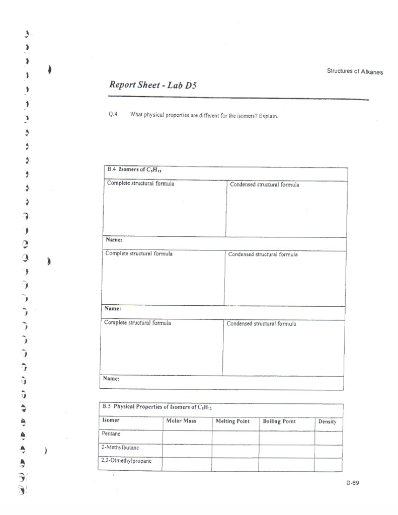 Solved Structures of Aikanes Report Sheet - Lab D5 Date | Chegg.com