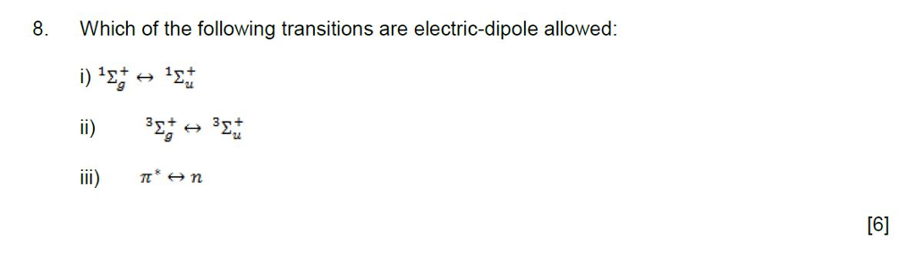 Solved hich of the following transitions are electric-dipole | Chegg.com