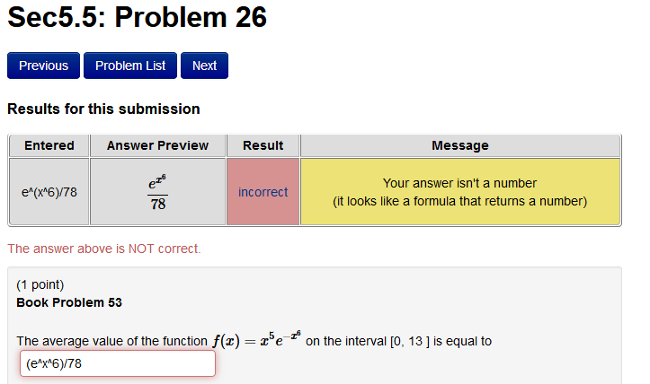 Solved PreviouS Problem List Next Results for this | Chegg.com