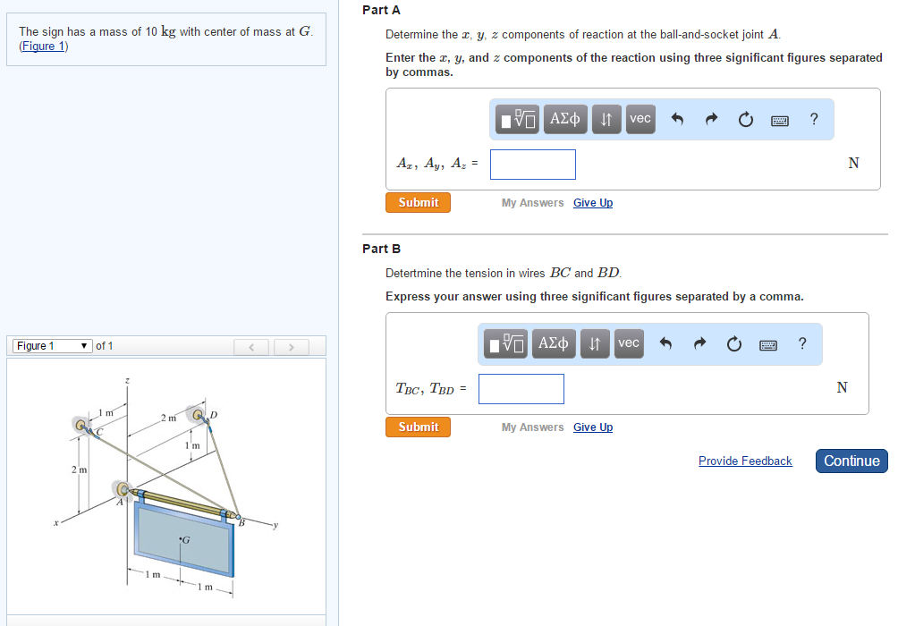 Solved The sign has a mass of 10 kg with center of mass at G | Chegg.com
