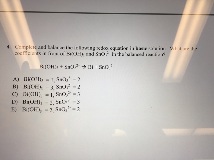 Solved Complete and balance the following redox equation in | Chegg.com