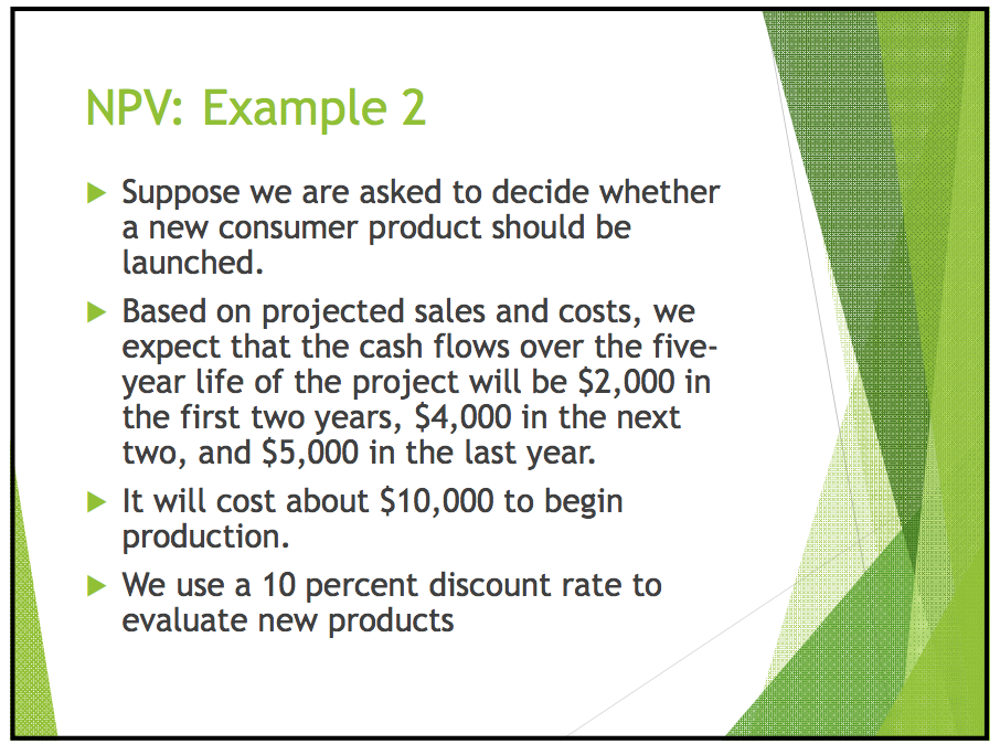 Solved NPV: Example 2 Suppose we are asked to decide whether | Chegg.com
