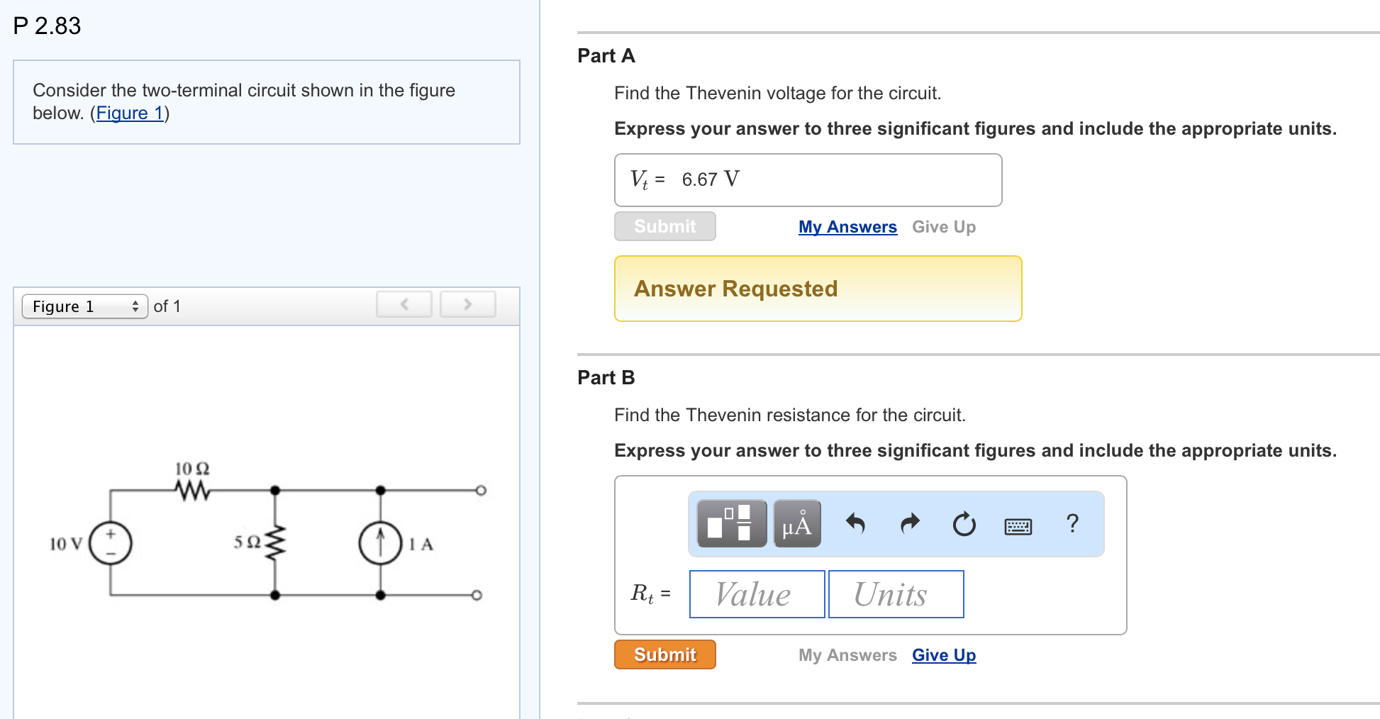 Solved P 2.83 Part A Consider the two-terminal circuit shown | Chegg.com