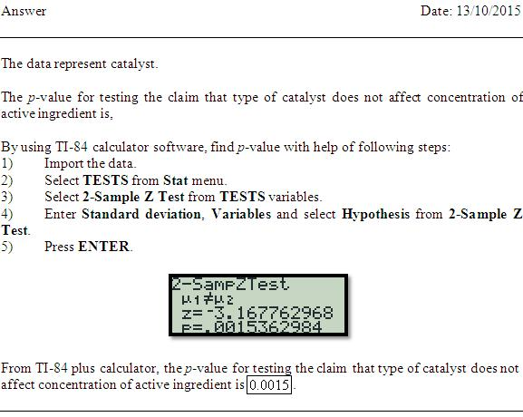 Solved The concentration of active ingredient in a liquid | Chegg.com