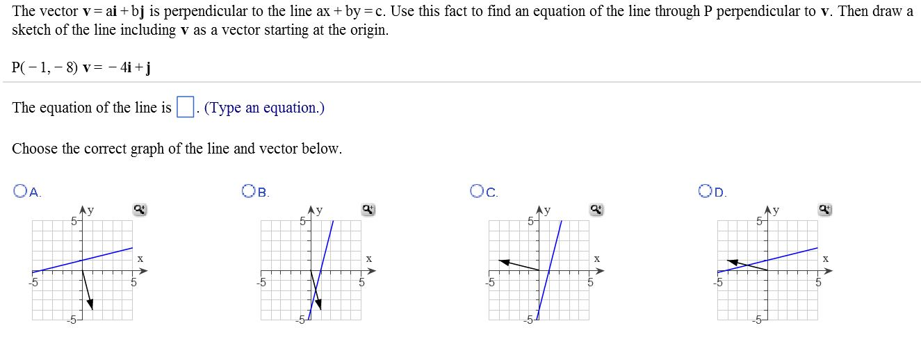 Solved The vector v = ai + bj is perpendicular to the line | Chegg.com