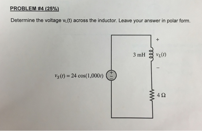 Solved Determine the voltage V_L(t) across the inductor. | Chegg.com