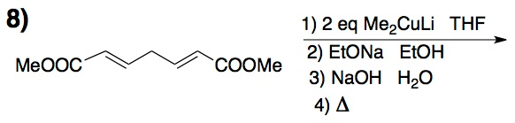 Solved MeOOc COOMe 2eq Me2CuLi THF rightarrow ETONa ETOH | Chegg.com