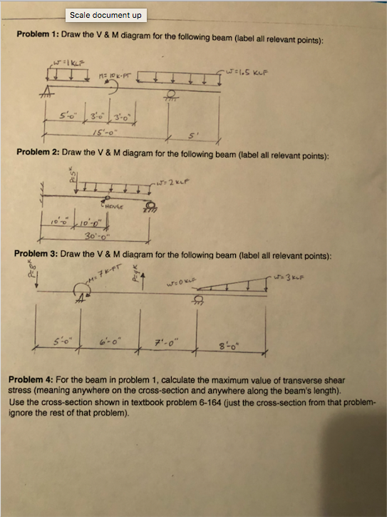 Solved Scale document up Problem 1: Draw the V&M diagram for | Chegg.com