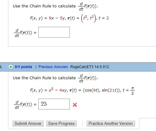 Solved Use the Chain Rule to calculate (r(t)) dt rx, y) = | Chegg.com