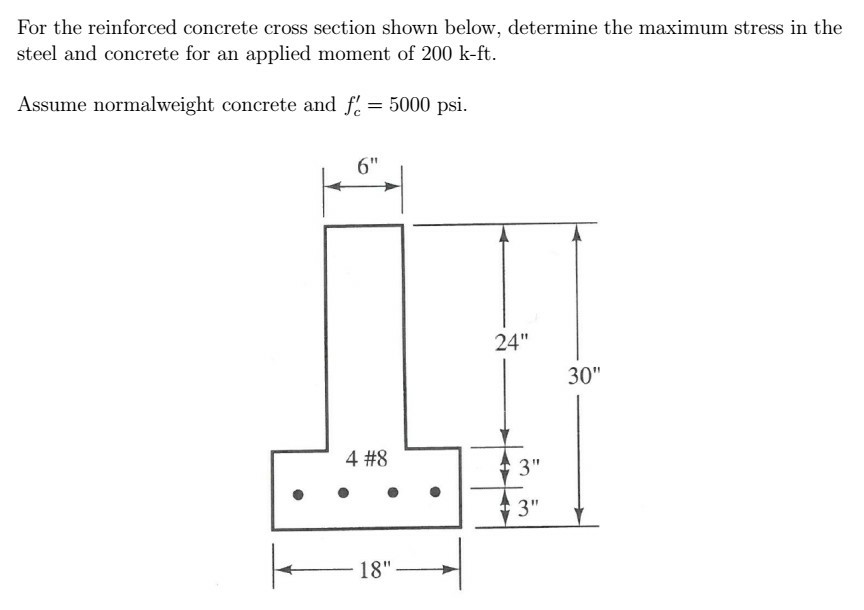 Solved For the reinforced concrete cross section shown | Chegg.com