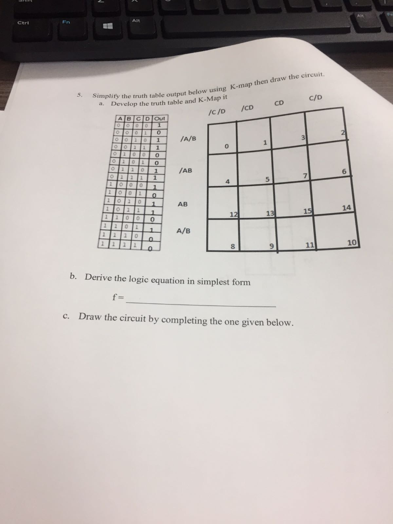 Solved Simplify the truth table output below using K-map | Chegg.com