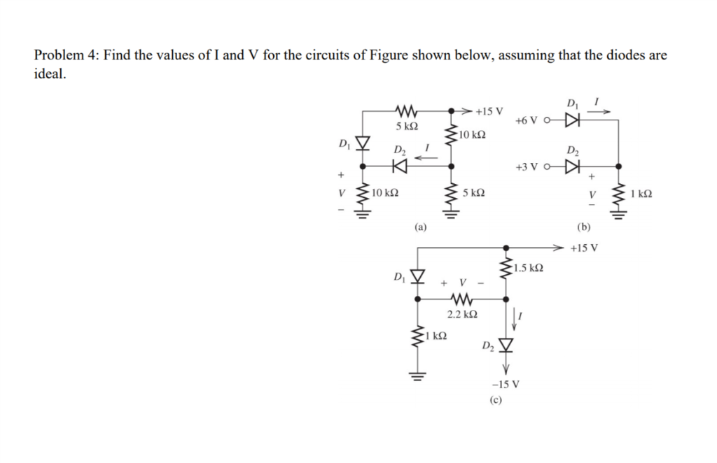 Solved Problem 4: Find the values of I and V for the | Chegg.com