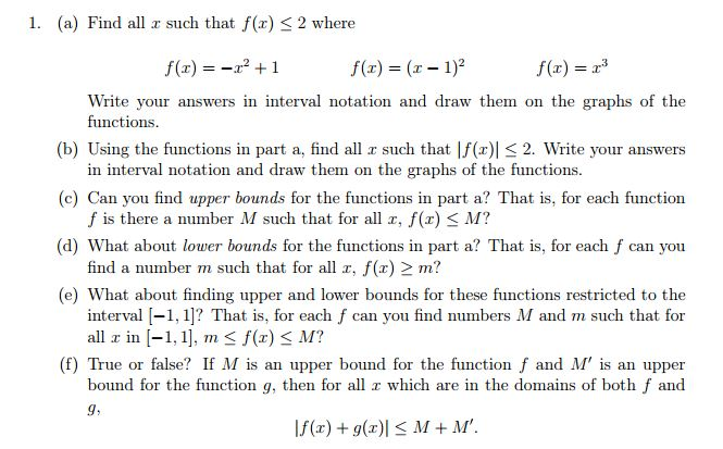 Solved Find all x such that f(x) lessthanorequalto 2 where | Chegg.com