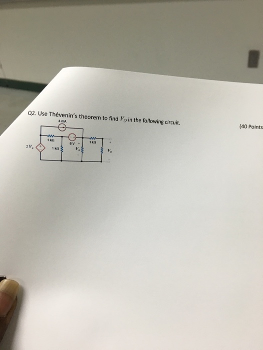 Solved Use Thevenin's theorem to find V_0 in the following | Chegg.com