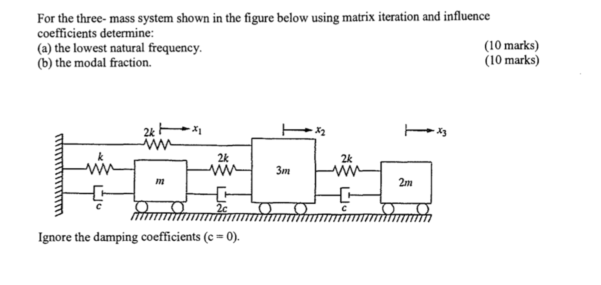 For the three- mass system shown in the figure below | Chegg.com