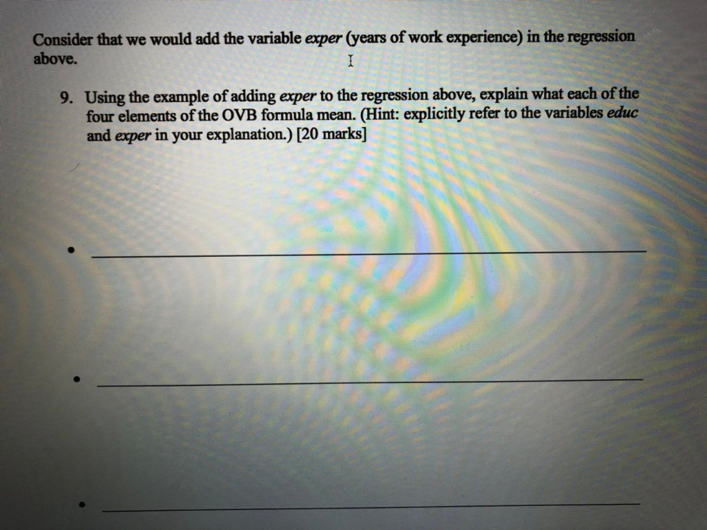Solved Part 3 Omitted Variable Bias Consider The Following